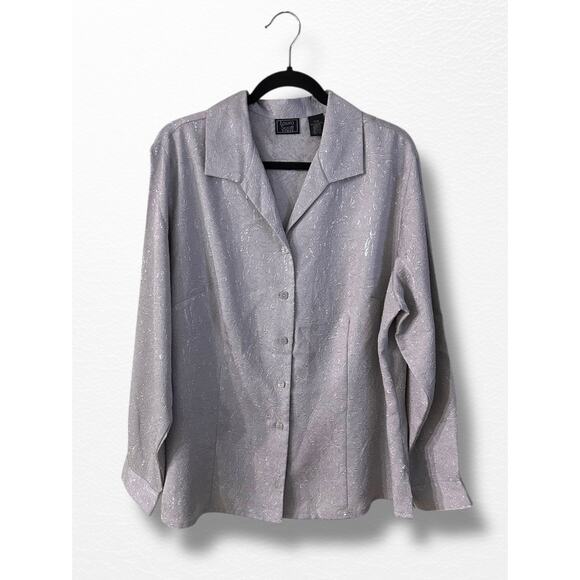 Laura Scott | Tops | Laura Scott Silver Jacquard Blouse Size 2w | Poshmark